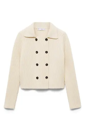 Mango Double-breasted Ribbed Sweater Jacket