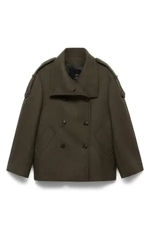 Mango Double-breasted Coat With Stand Collar