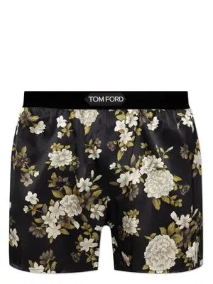 TOM FORD Floral-print Satin Boxers - Black