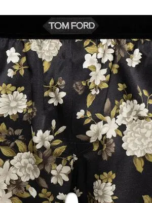 TOM FORD Floral-print Satin Boxers - Black