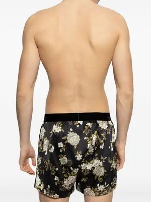 TOM FORD Floral-print Satin Boxers - Black