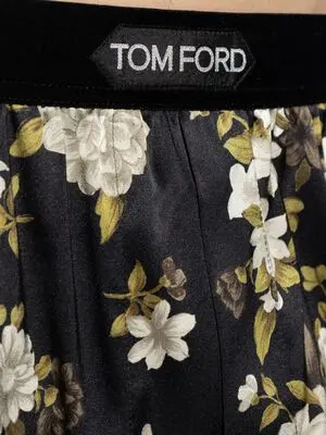 TOM FORD Floral-print Satin Boxers - Black