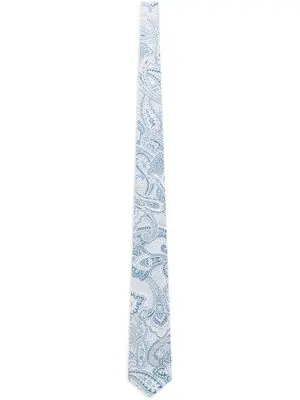 Etro Printed Silk Tie - Blue