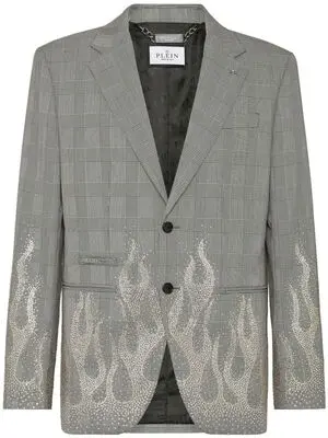 Philipp Plein Rhinestone-flame Embellished Blazer - Black
