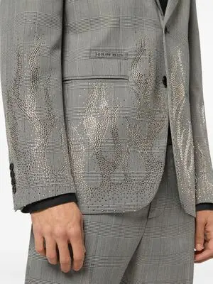 Philipp Plein Rhinestone-flame Embellished Blazer