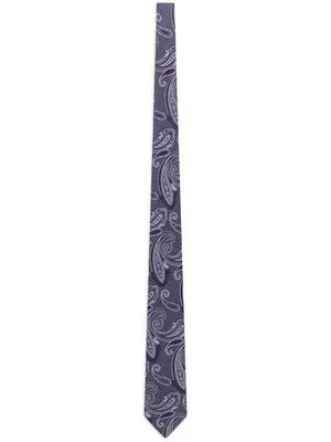 Etro Printed Silk Tie - Purple