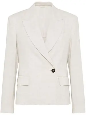 Brunello Cucinelli Embellished Double-breasted Blazer - Neutrals