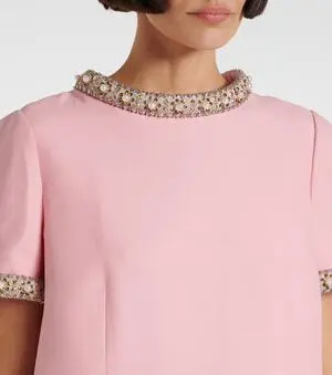 Valentino Garavani Crepe Couture Embroidered Minidress - Pink