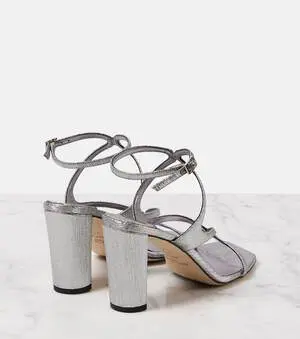 JIMMY CHOO Azie 85 Metallic Leather Sandals