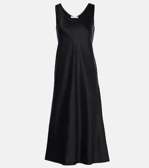 Max Mara Banjo Silk Satin Midi Dress - Black