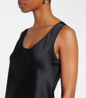 Max Mara Banjo Silk Satin Midi Dress - Black