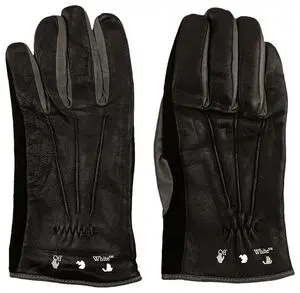 Off-White Leather Pivot Gloves - Black