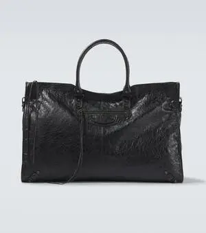 Balenciaga Le City Leather Shoulder Bag - Black