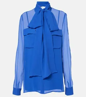 Costarellos Silk Georgette Blouse - Blue