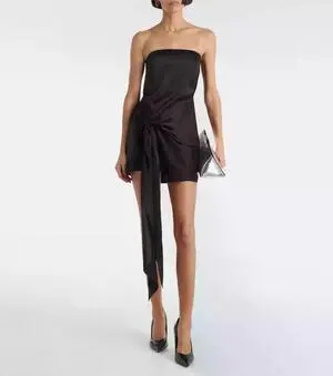 David Koma Tie-detailed Satin Minidress