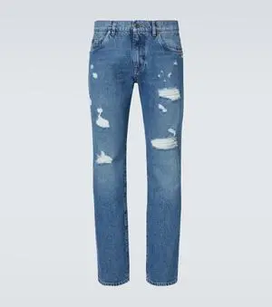 Dolce & Gabbana Straight Leg Distressed Jeans
