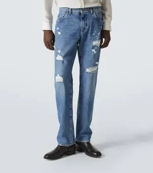 Dolce & Gabbana Straight Leg Distressed Jeans