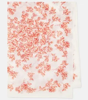 Magda Butrym Floral Printed Cotton And Silk Scarf - Pink