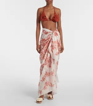 Magda Butrym Floral Printed Cotton And Silk Scarf