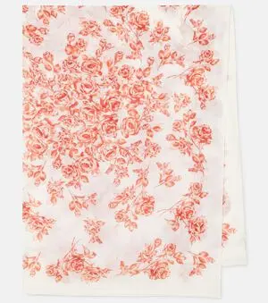 Magda Butrym Floral Printed Cotton And Silk Scarf - Pink