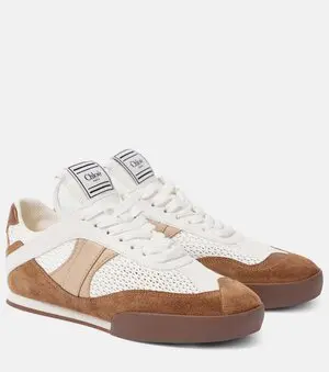 Chloé Kick Suede And Leather-trimmed Sneakers - Brown