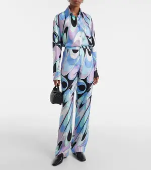 Emilio Pucci Printed Silk Twill Wide-leg Pants