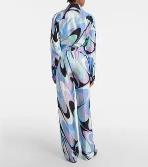 Emilio Pucci Printed Silk Twill Wide-leg Pants
