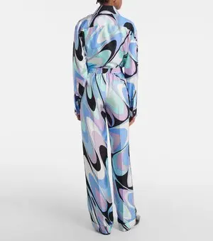 Emilio Pucci Printed Silk Twill Wide-leg Pants - Blue