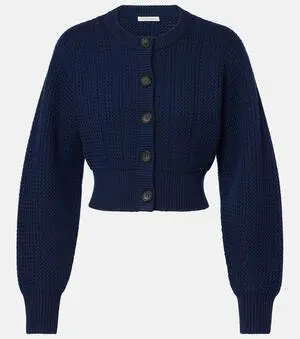EMILIA WICKSTEAD Albert Cropped Wool Cardigan - Blue