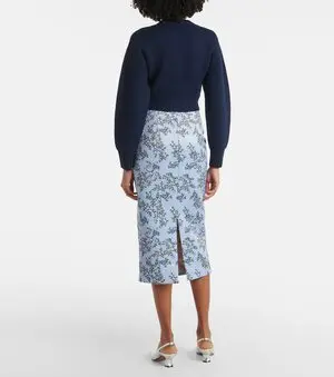 EMILIA WICKSTEAD Albert Cropped Wool Cardigan - Blue