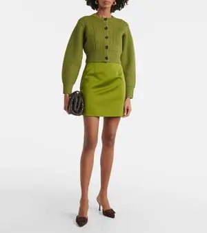EMILIA WICKSTEAD Albert Cropped Wool Cardigan - Green