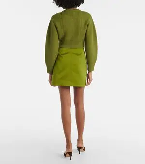 EMILIA WICKSTEAD Albert Cropped Wool Cardigan - Green