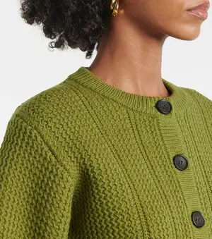 EMILIA WICKSTEAD Albert Cropped Wool Cardigan - Green