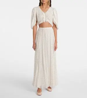 Chloé Jacquard Silk-blend Muslin Crop Top