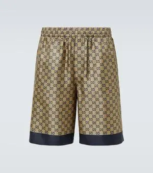 Gucci Gg Printed Silk Twill Shorts