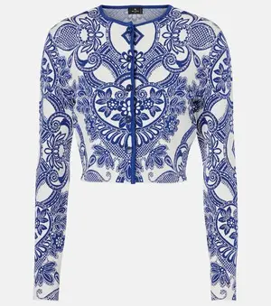 Etro Cable-knit Cropped Cardigan - Blue