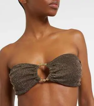 ALEXANDRA MIRO Carlotta Lamé Bandeau Bikini Top
