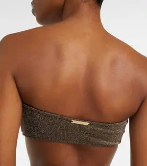 ALEXANDRA MIRO Carlotta Lamé Bandeau Bikini Top