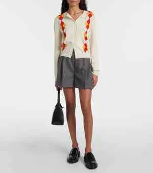 Marni Virgin Wool Argyle Cardigan - White