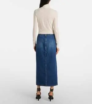 Chloé Front-slit Denim Midi Skirt
