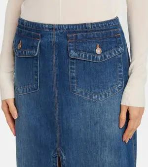 Chloé Front-slit Denim Midi Skirt