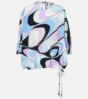 Emilio Pucci Printed Silk Blouse - Blue