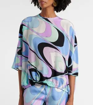 Emilio Pucci Printed Silk Blouse - Blue