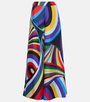 Emilio Pucci Pucci Iride Printed Wide-Leg Pants Multicoloured