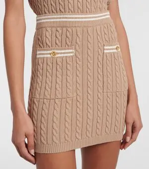 Alessandra Rich Cable-knit Cotton Miniskirt - Beige