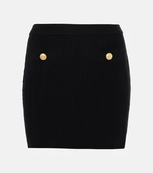 Alessandra Rich Wool And Cashmere Miniskirt - Black