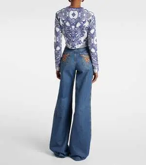 Etro Cable-knit Cropped Cardigan