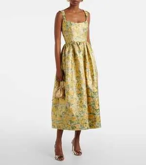 MARKARIAN Floral Lamé Jacquard Gown