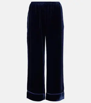 Asceno Brescia Wide-leg Velvet Pants - Blue