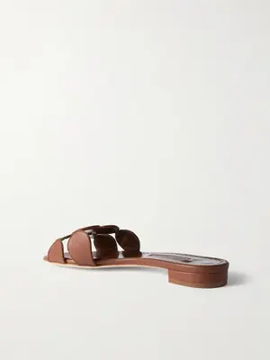 Manolo Blahnik Haribalmu 10 Cutout Leather Slides